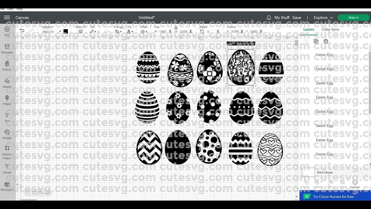 Easter Egg SVG Bundle, PNG, DXF, EPS Cutting files