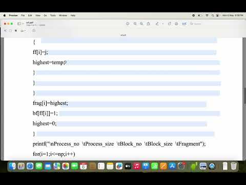 OS Lab || C Program to implement Worst Fit Memory Allocation Technique || Operating Systems Lab