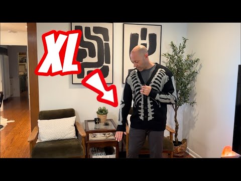 GORGLITTER Men's Skeleton Cardigan Sweater Y2K Long Sleeve Lightweight Open Front Sweater