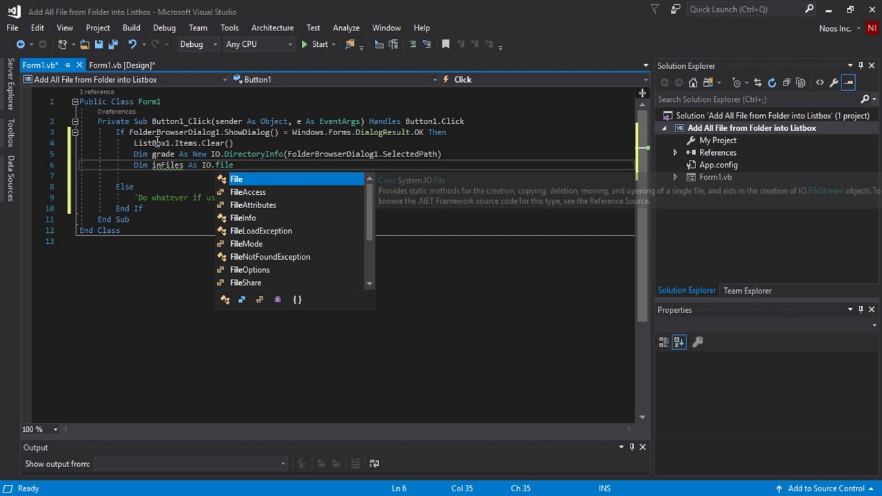 Add All Files in Folder Using Folder Browser Dialog Visual Basic