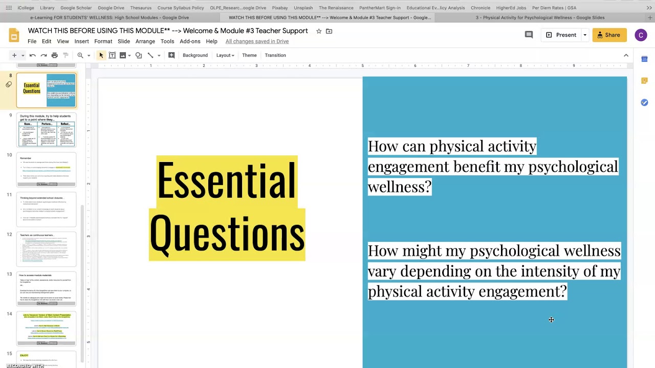 Understanding Physical Activity for Wellness: Module 3 Teacher Support Video