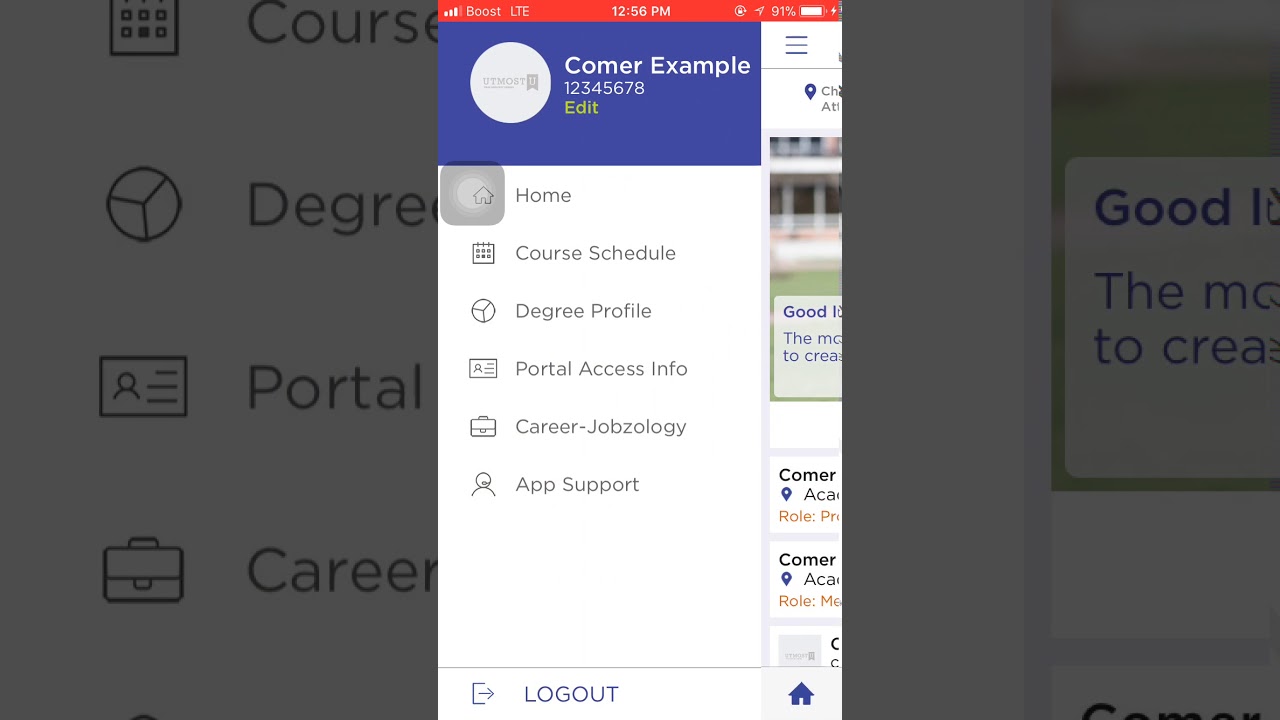 Class Schedule on UtmostU App