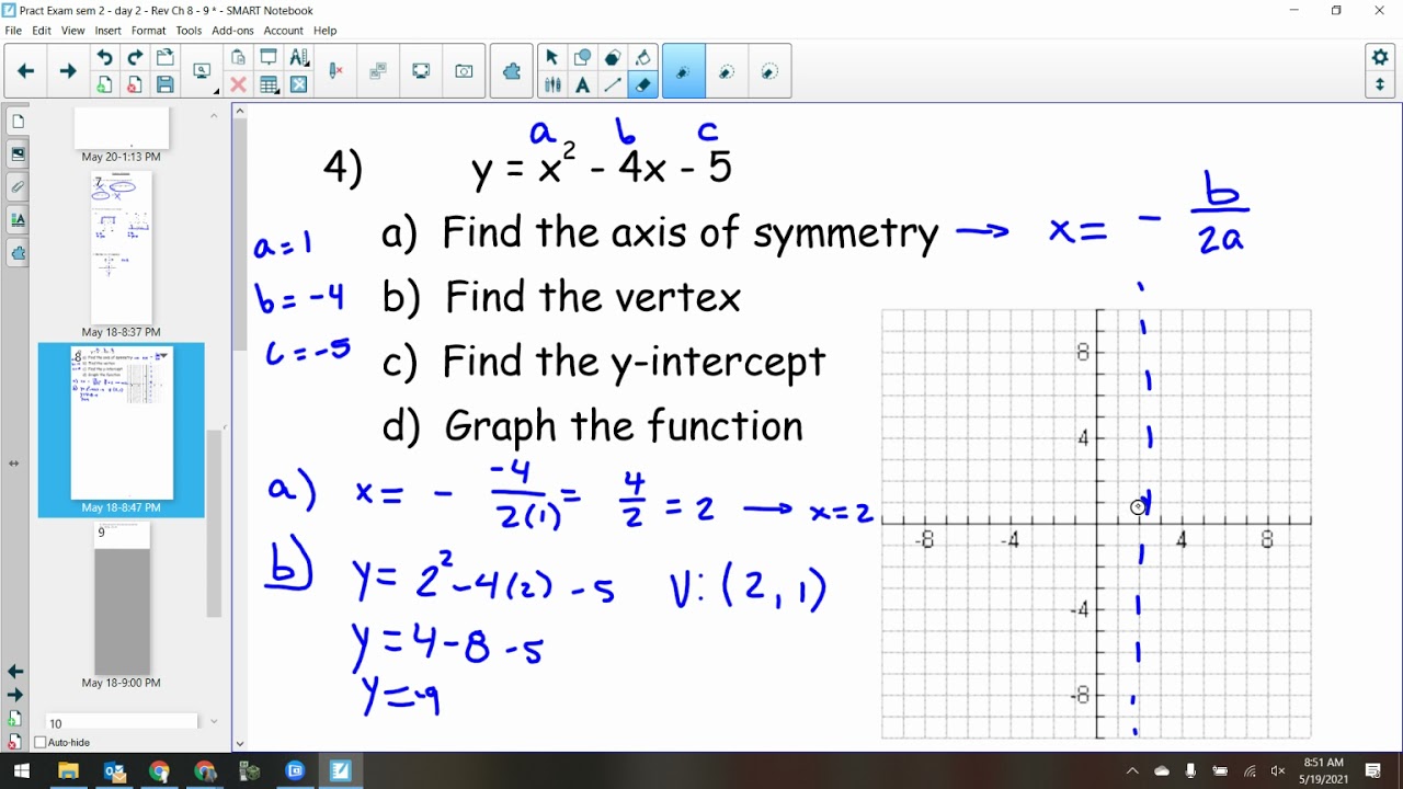 Algebra 1: Chapter 9 Exam Review