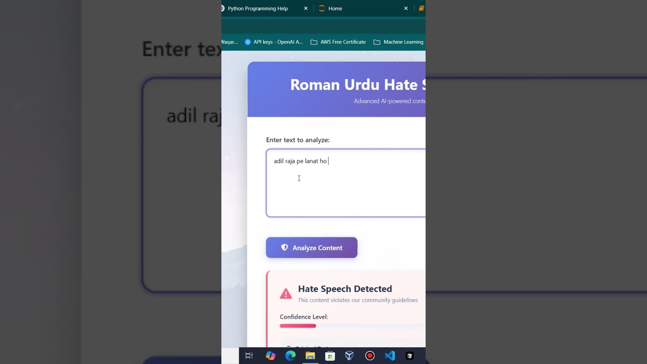 *Hate speech detection using ML in Roman Urdu*