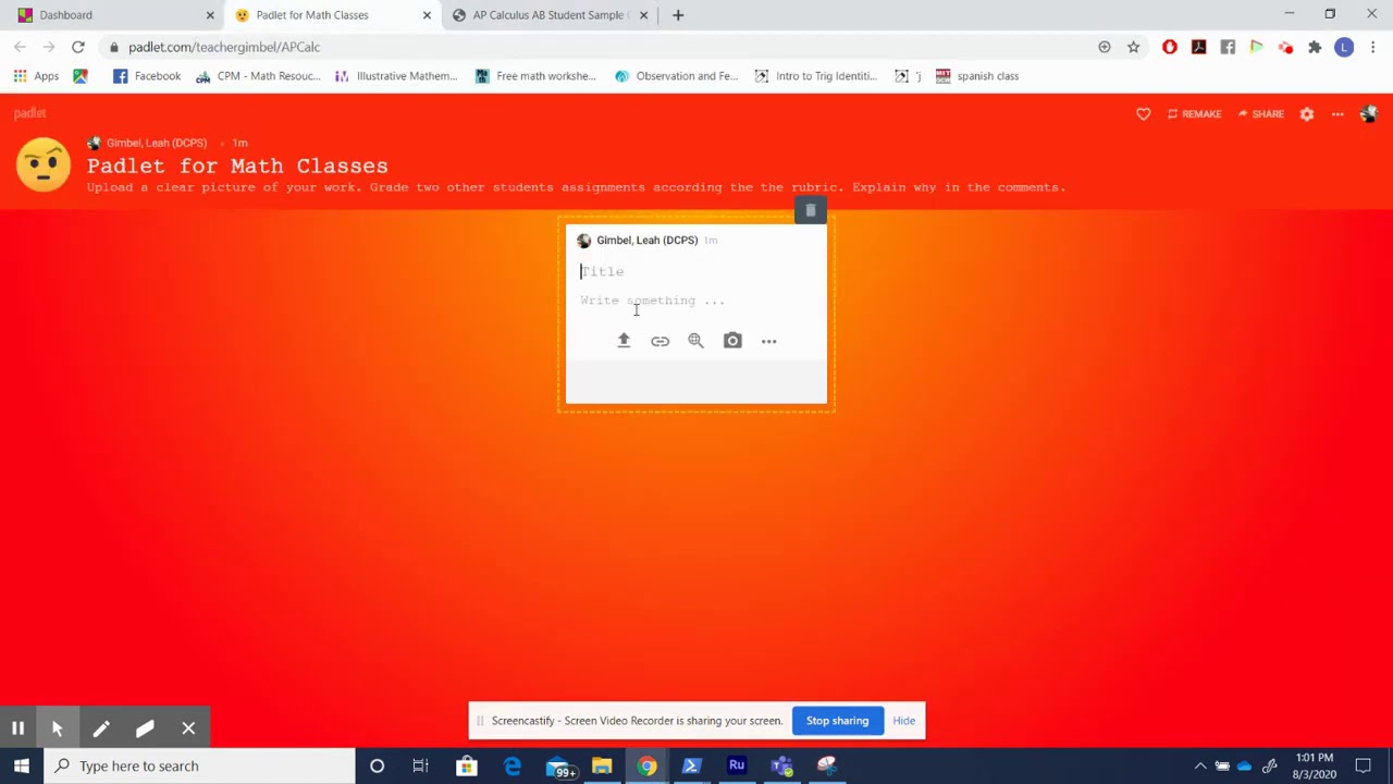 Using Padlet for Discourse in Math Classes