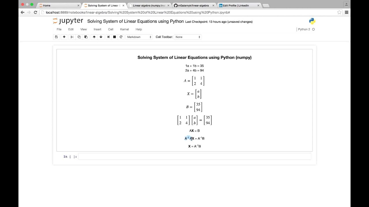 Solving System of Linear Equations using Python (linear algebra, numpy)