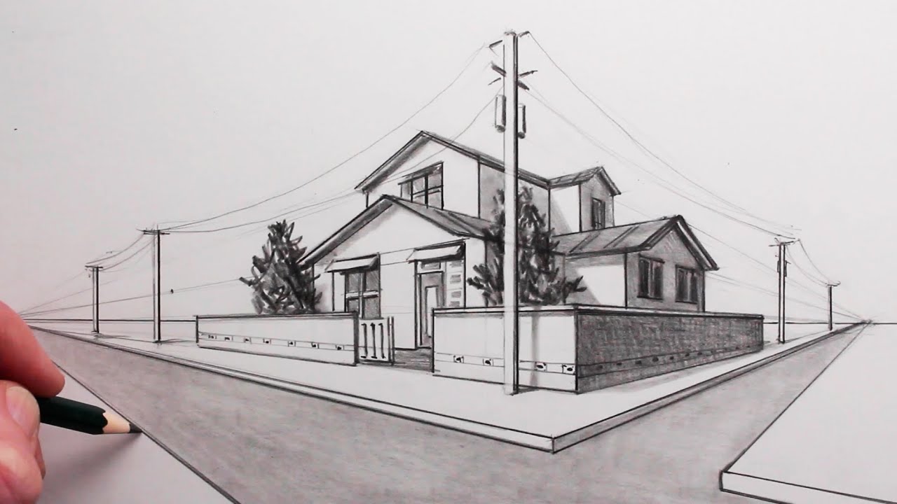 How to Draw a House in 2-Point Perspective Step by Step: Nobita's House