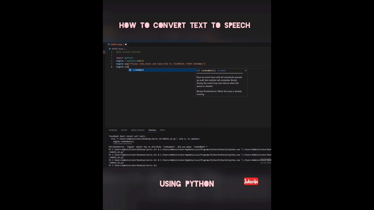 How to convert text to speech using Python..#pythonprogramming  #viral