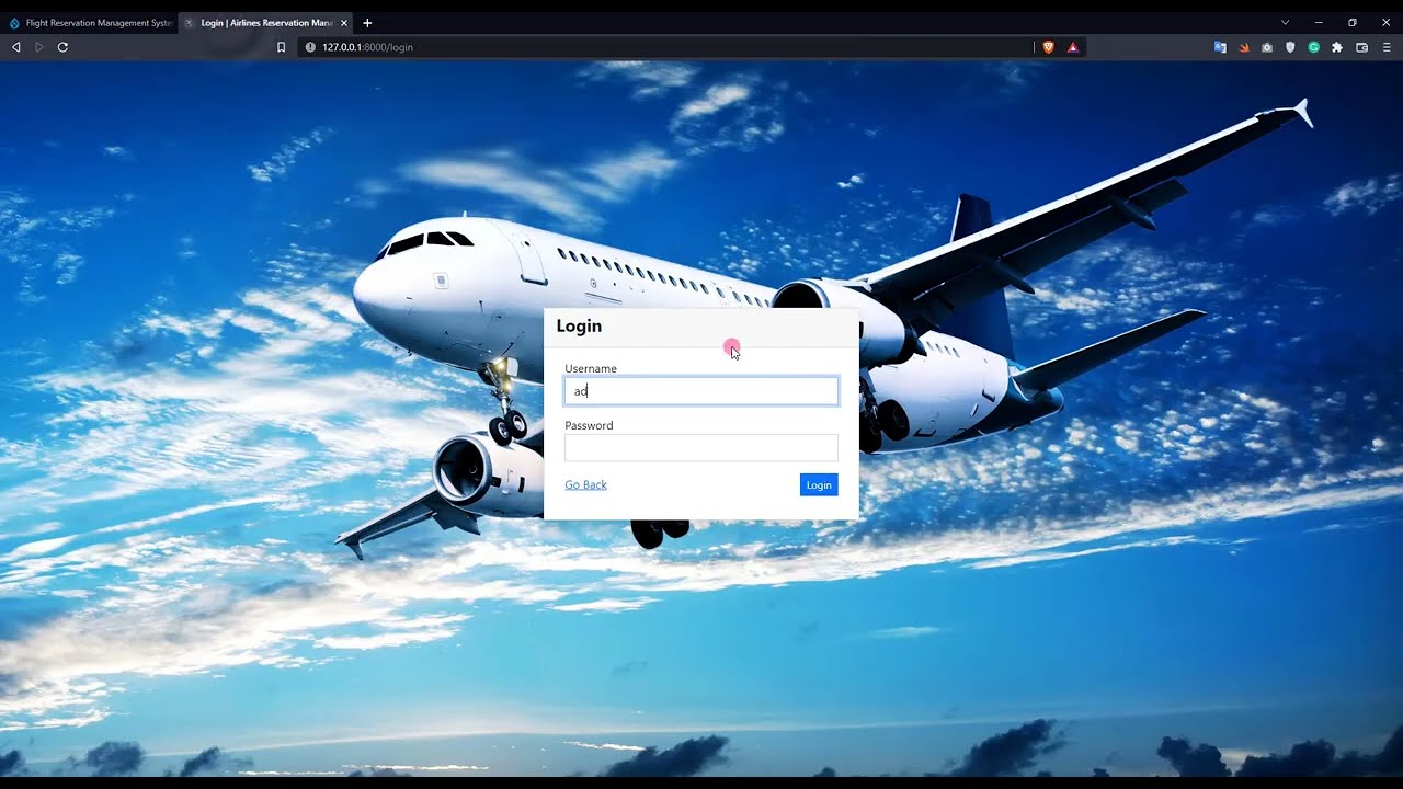 Flight Reservation Management System in Python using Django DEMO