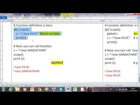 CLASS XII - PYTHON - SCOPE OF A VARIABLE- IN PYTHON