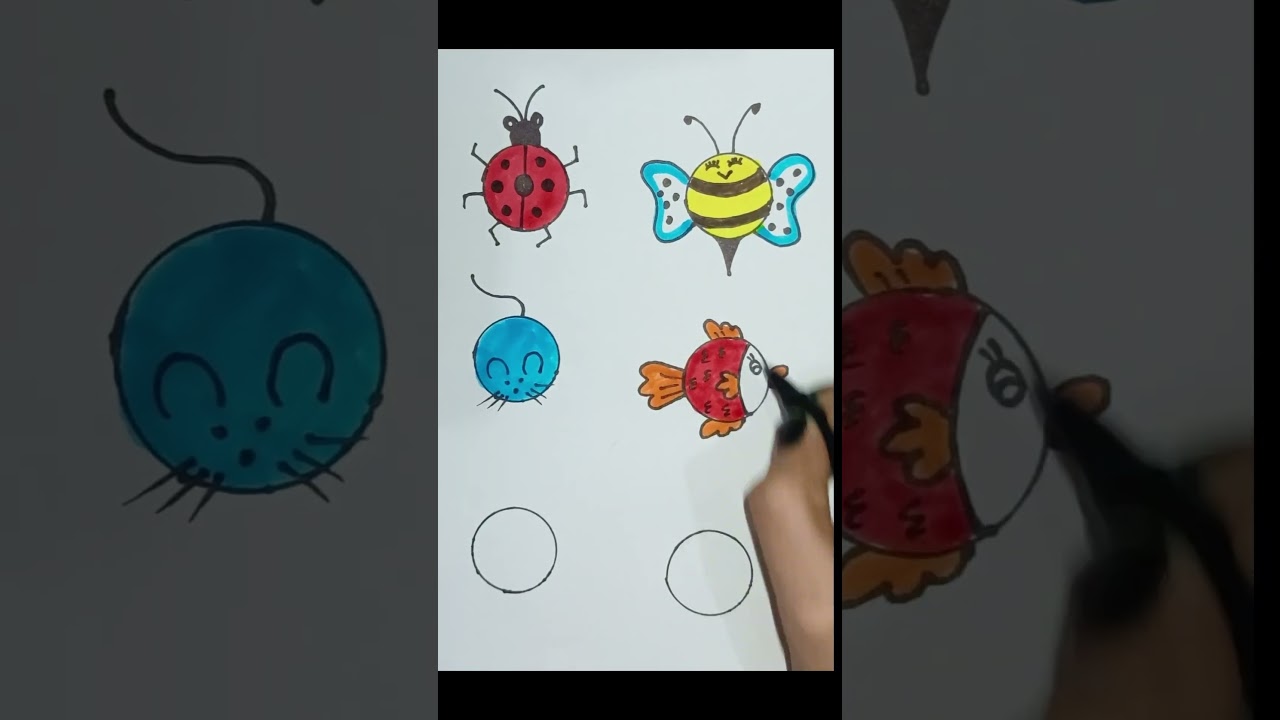 Learn How to Draw 6 different insects in circles | Easy Drawing Tutorial | Step by Step Drawing