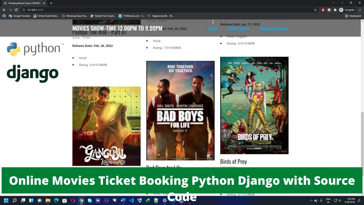 Online Movie Ticket Booking Project in Python Django with Source Code