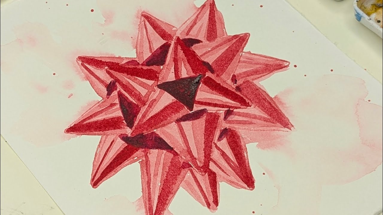 How to Paint a Watercolour Red Gift Bow with Ease | Watercolor Christmas Card Painting Tutorial 