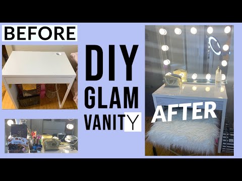 DIY VANITY | TURNING MY OLD COLLEGE DESK INTO A MAKEUP VANITY | #QUARANTINE ORGANIZE WITH ME