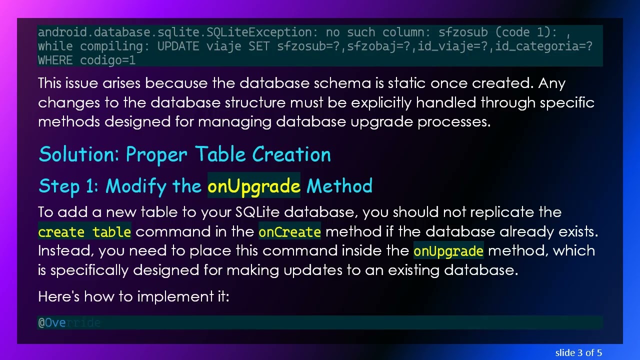 How to Create a New Table in an SQLite Database on Android Studio