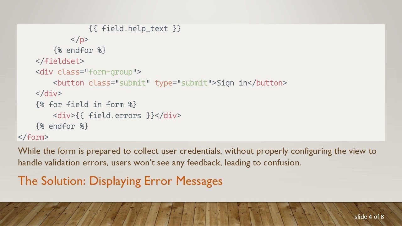 How to Show Error Messages in a Django Custom Auth Form