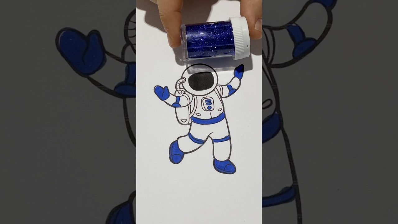 Ayda bir astronot✨🧑‍🚀✨#art #parıltı #renk #boyama #hobi