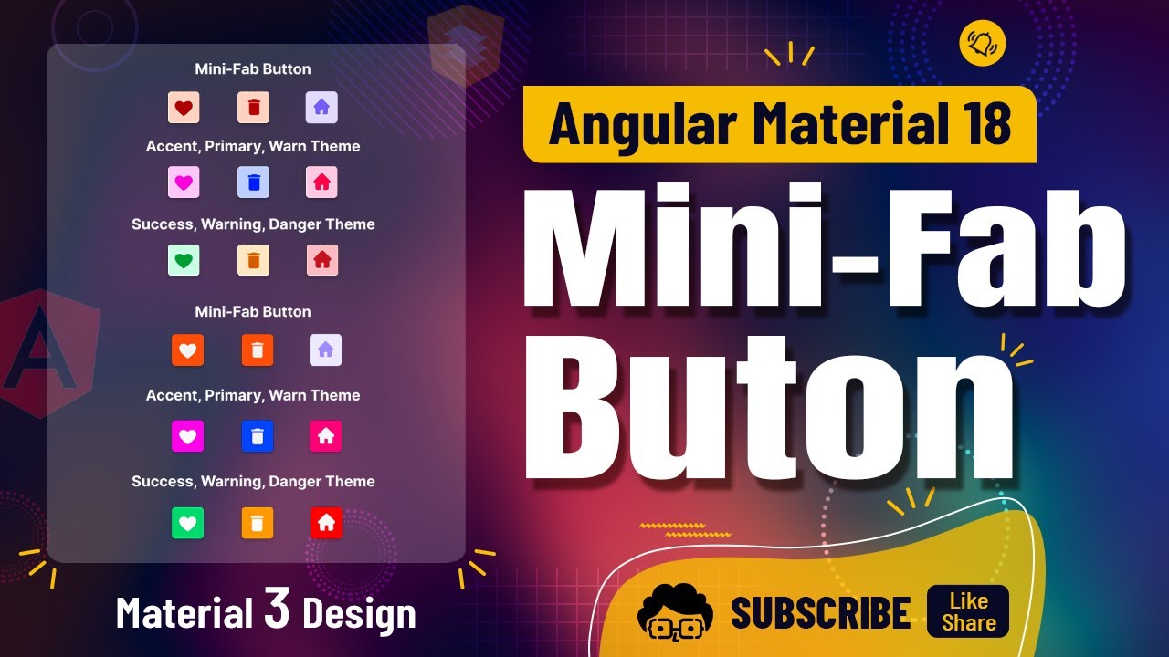 Angular 18 Stylish Mini-Fab Button in Angular Material tutorial | Material 3 Design