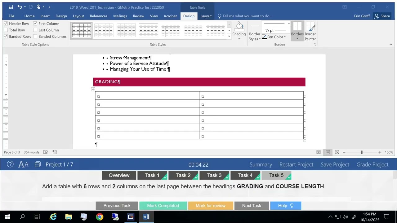 Word Associate 2019 Practice Exam 2 Projects 1 and 2