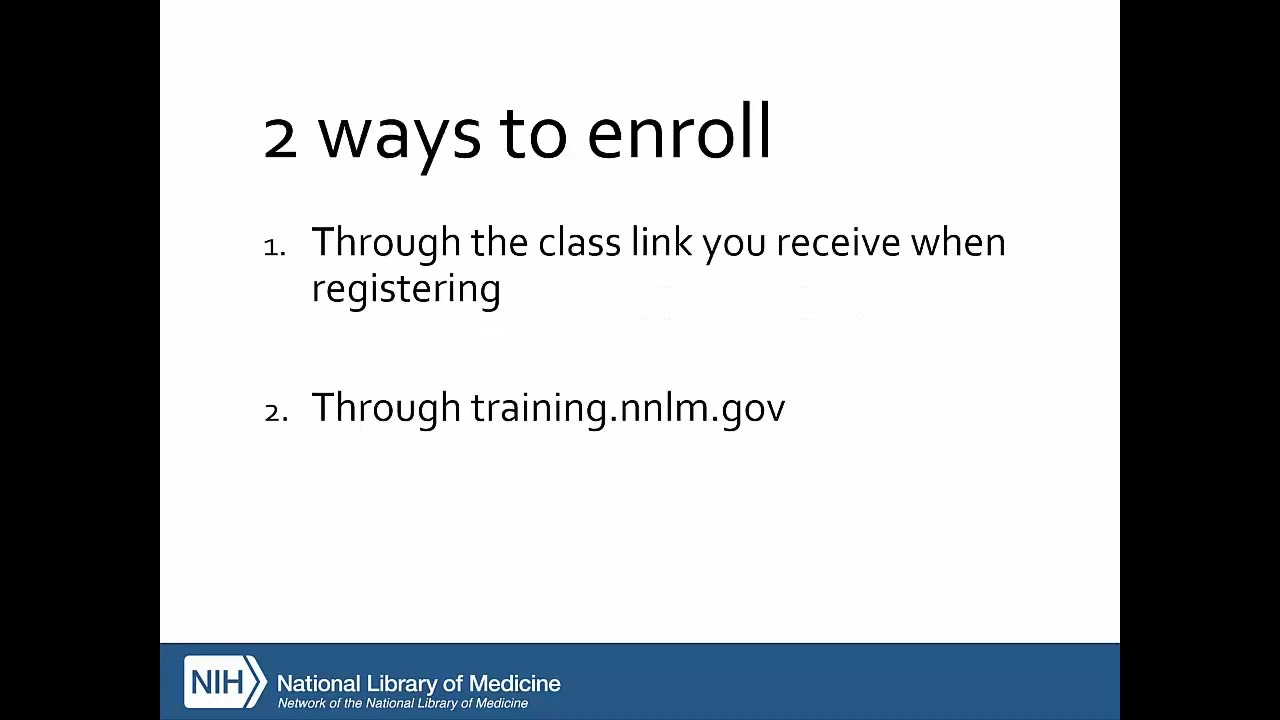 How to enroll in a course on training.nnlm.gov