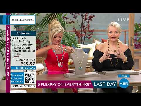 Connie Craig Carroll Jewelry Iris 22" Multigem Flower Ne...
