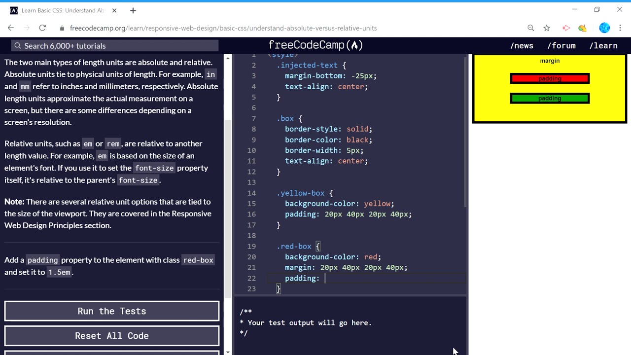 Basic CSS (24/44) | Understand Absolute versus Relative Units | freeCodeCamp
