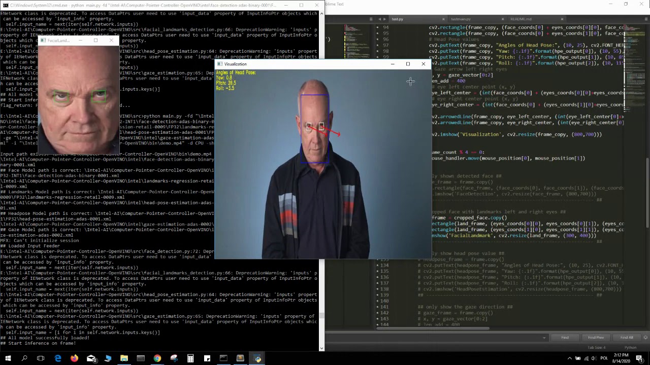 Computer Pointer Controller OpenVINO showcase