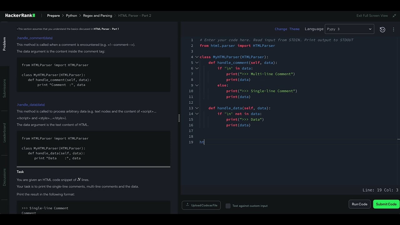 Hackerrank Python Solution #12 Regex and Parsing - HTML Parser - Part 2