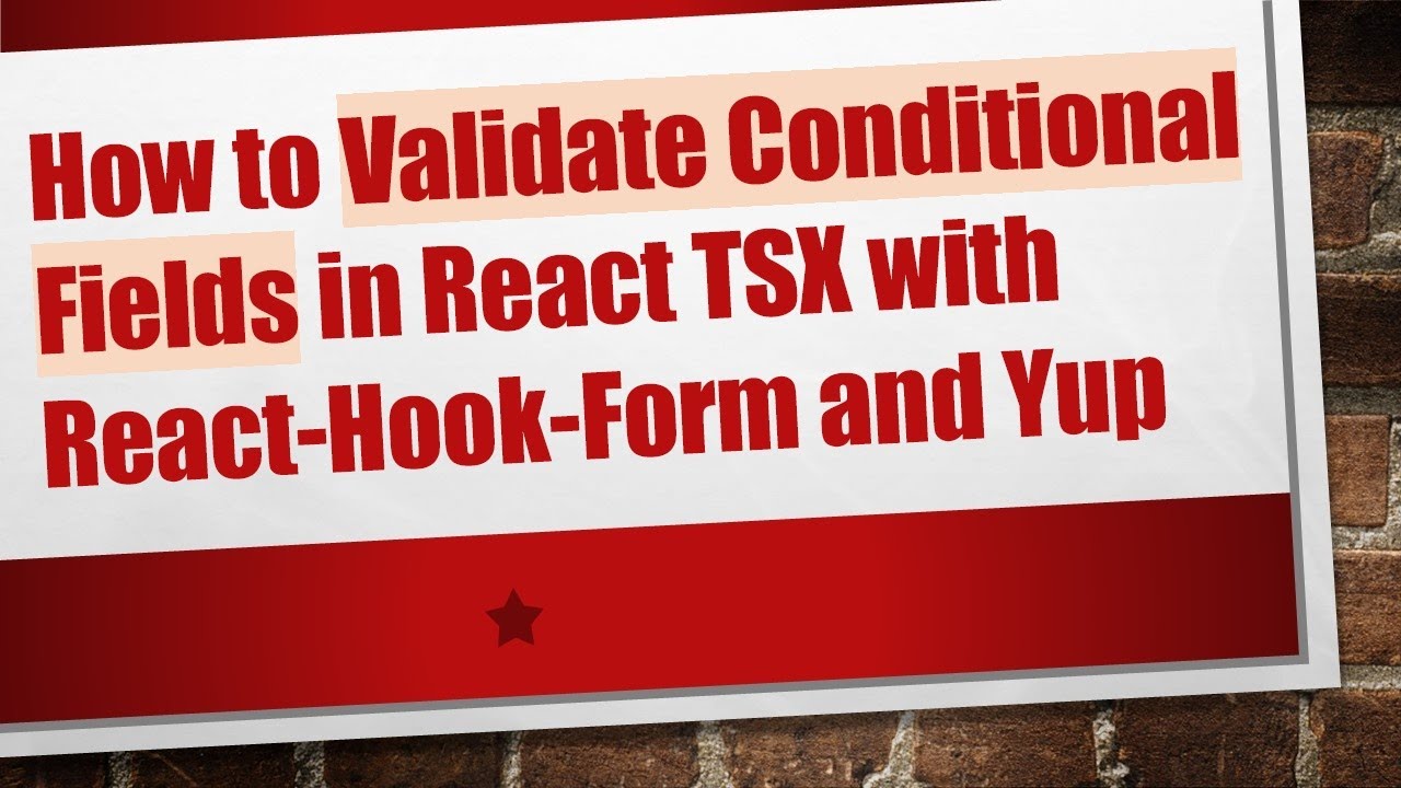 How to Validate Conditional Fields in React TSX with React-Hook-Form and Yup