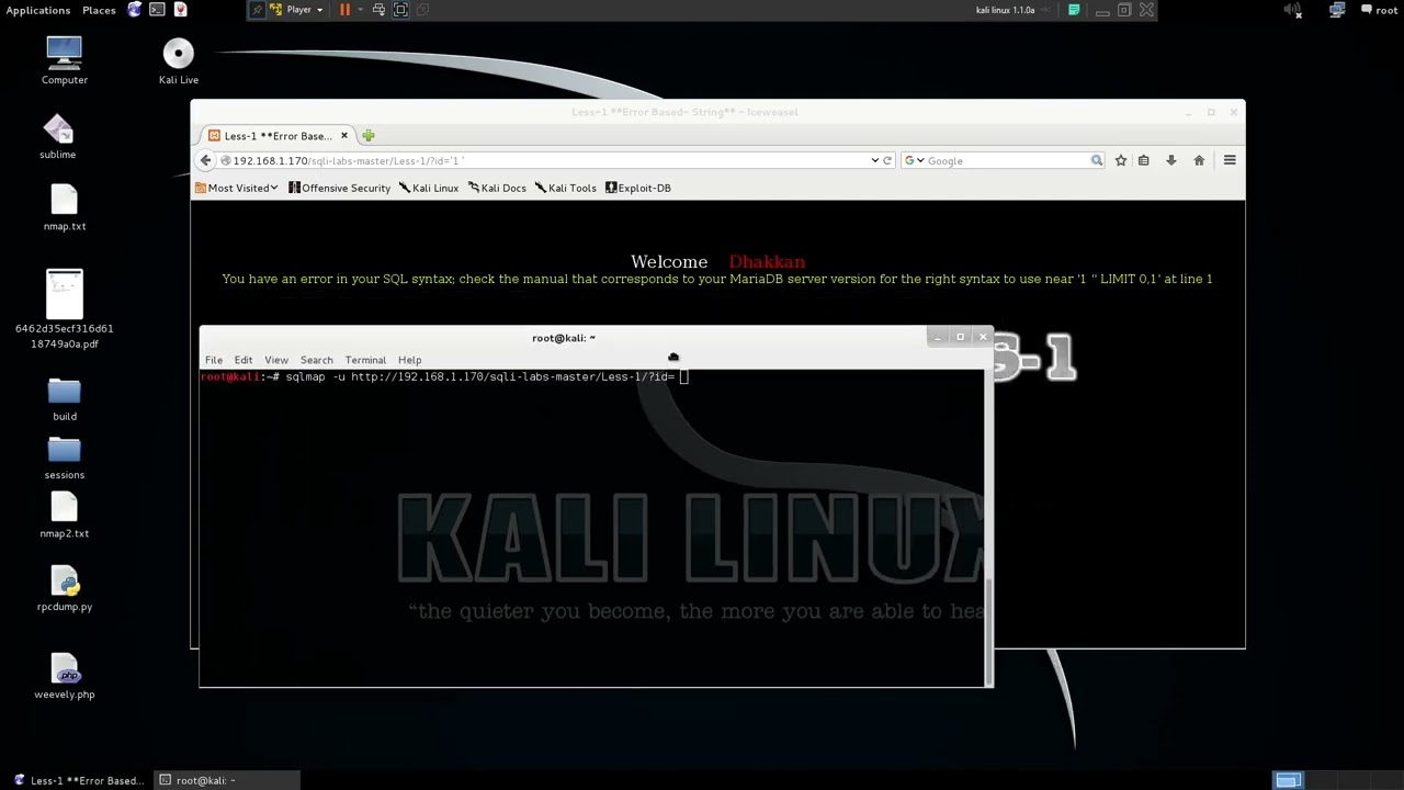 SQL injection attack with | kali linux sqlmap