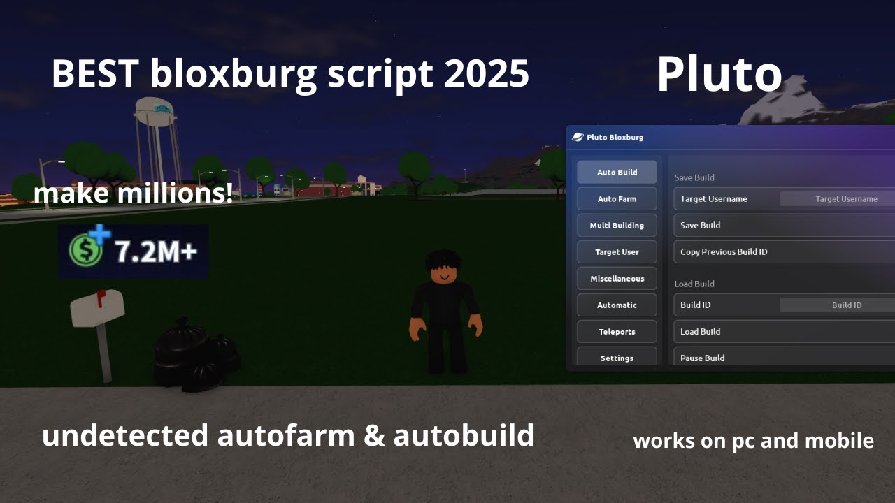 BEST bloxburg script 2025, autobuild, autofarm both undetected, make millions, steal buiilds (Pluto)
