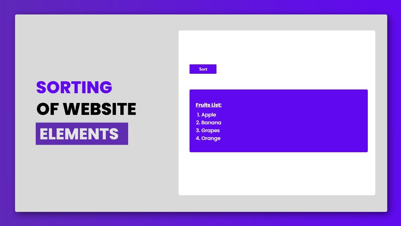 Sort Alphabetically Html Unordered Elements Using JavaScript | HTML CSS And JavaScript