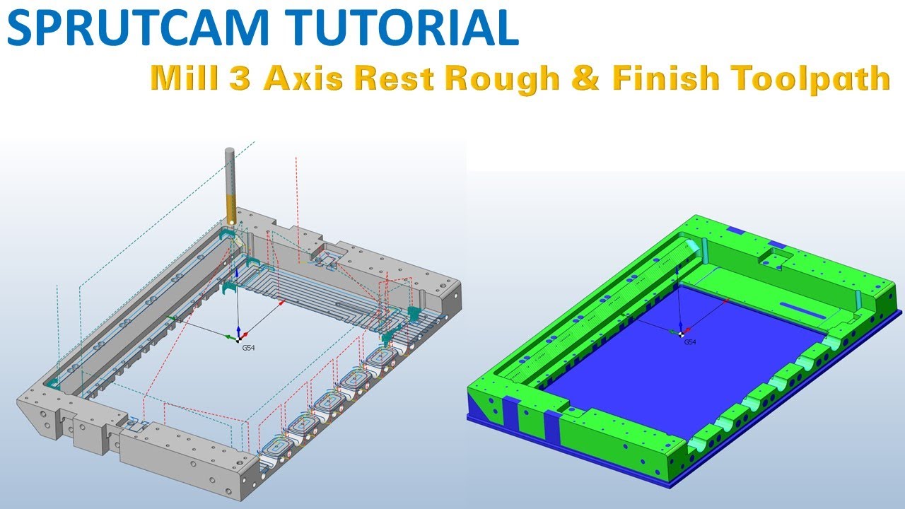 SprutCAM Tutorial #185 | Mill 3 Axis Rest Rough & Finish Toolpath