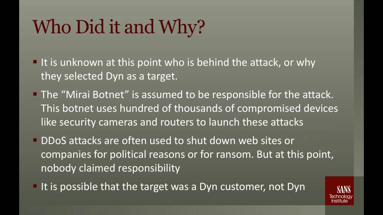 ISC Briefing: Large DDoS Attack Against Dyn