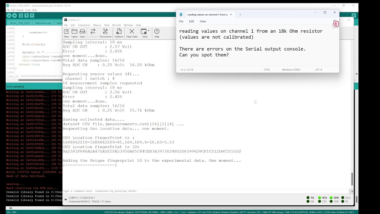 Firmware  run test session for the smart data acquisition device