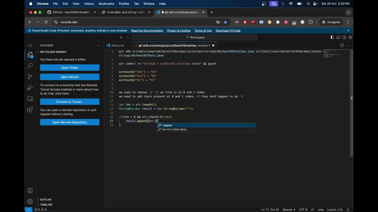 CodingBat Java | String-1 Section | withoutX2