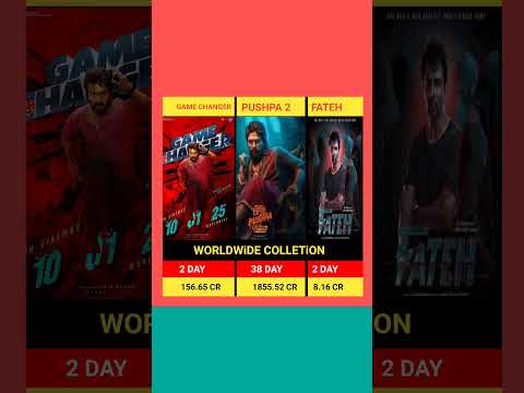 Pushpa 2 🆚 Game changer Movie Box Office Collection Comparison #shorts #pushpa2 #gamechanger #fateh
