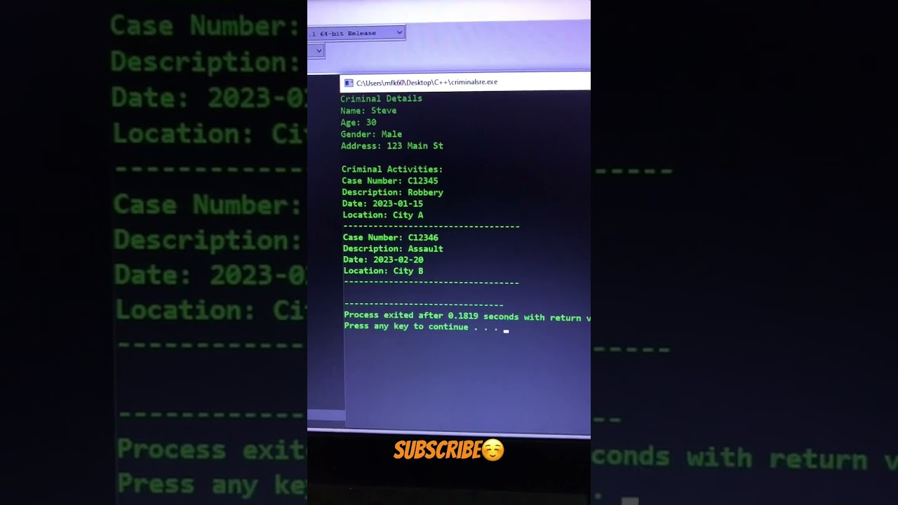 criminal details IDE dev c++ #cppprogramming