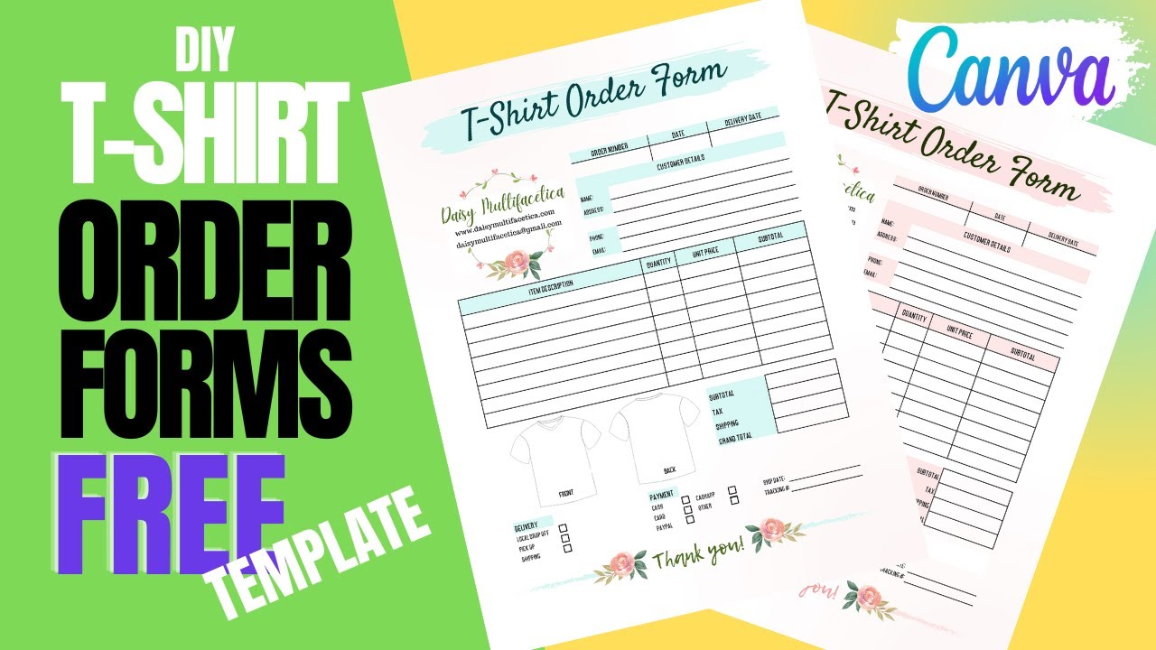 How to Make an Order Form Book | T-Shirt ORDER FORMS for Custom T-Shirts with Canva  {FREE TEMPLATE}