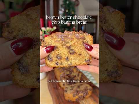 Brown butter chocolate chip banana bread #easyrecipe #bananabread #recipe #bananabreadrecipe
