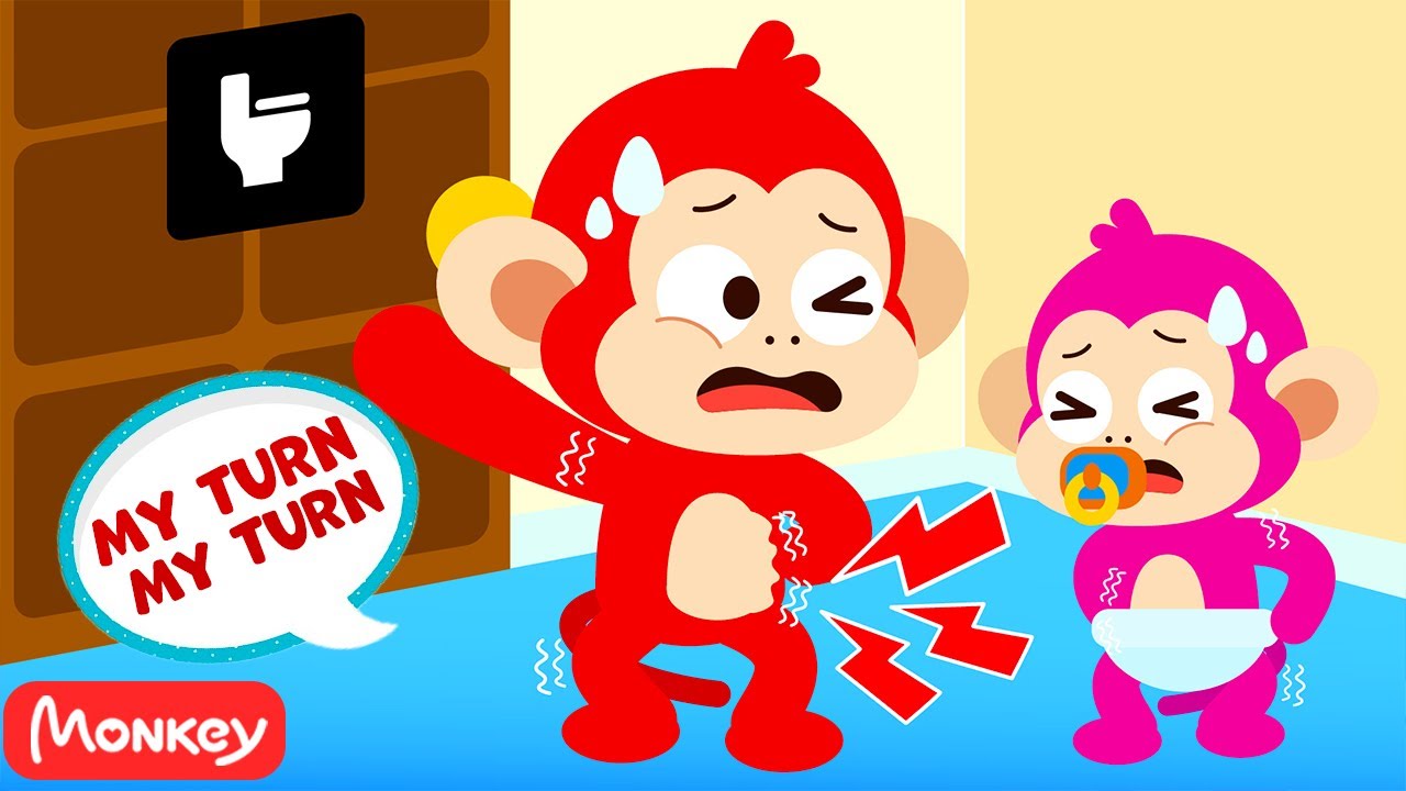Monkey Needs to Go Potty 🚽 My Turn My Turn 😠 Learn Good Habits with Monkey Junior's Kids Songs