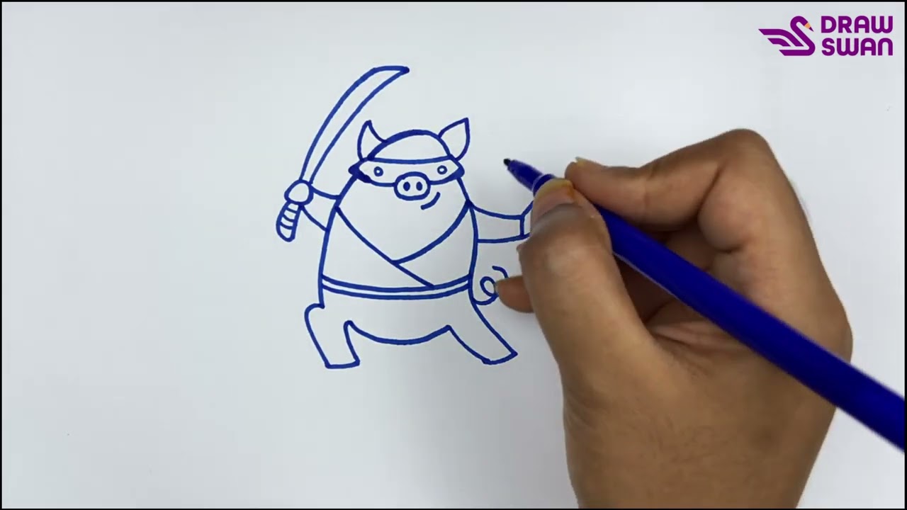 How to draw a ninja pig