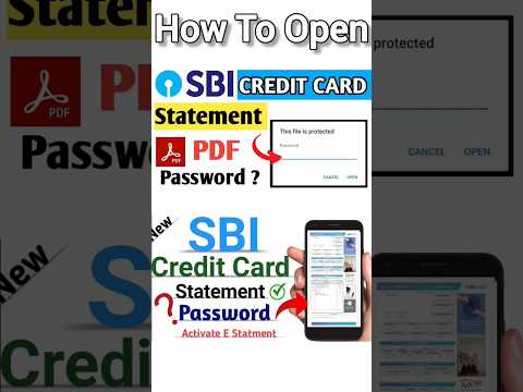 How To Open SBI Credit Card Statement |sbi statement pdf password | Credit Card Statement