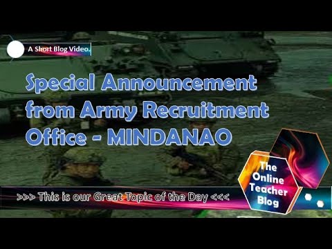 Special Announcement from Army Recruitment Office (ARO) - MINDANAO