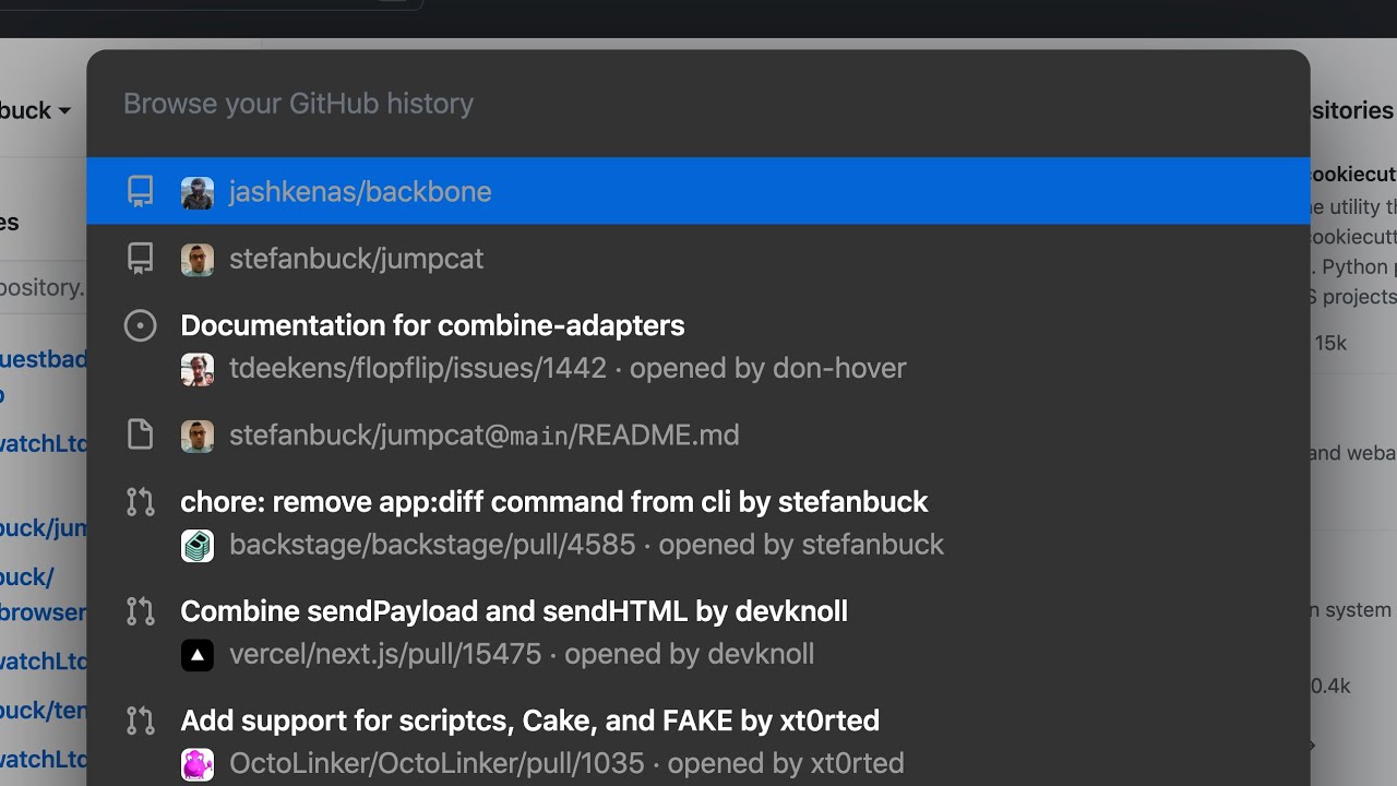 Jumpcat – Command palette for GitHub