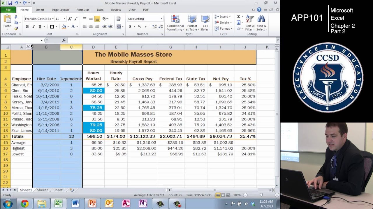 APP101 - Microsoft Excel Chapter 2 - Part 2