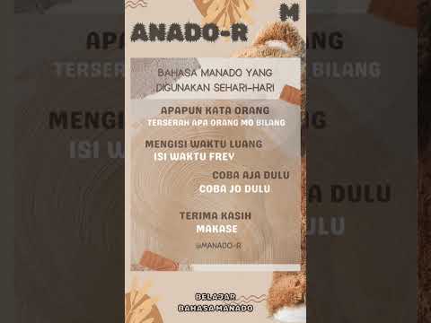BELAJAR BAHASA MANADO π» #belajarbahasamanado