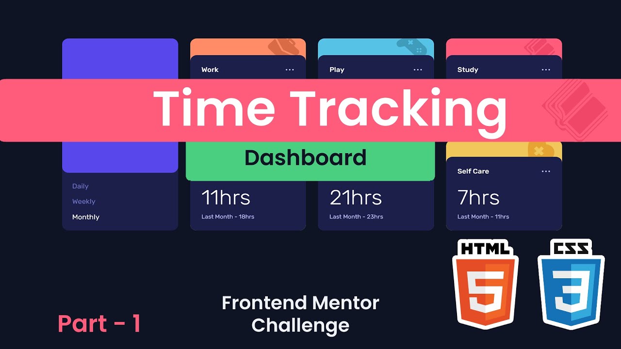 Time Tracking Dashboard with HTML & CSS | Frontend Mentor Challenge | Coding Challenge [1/2]