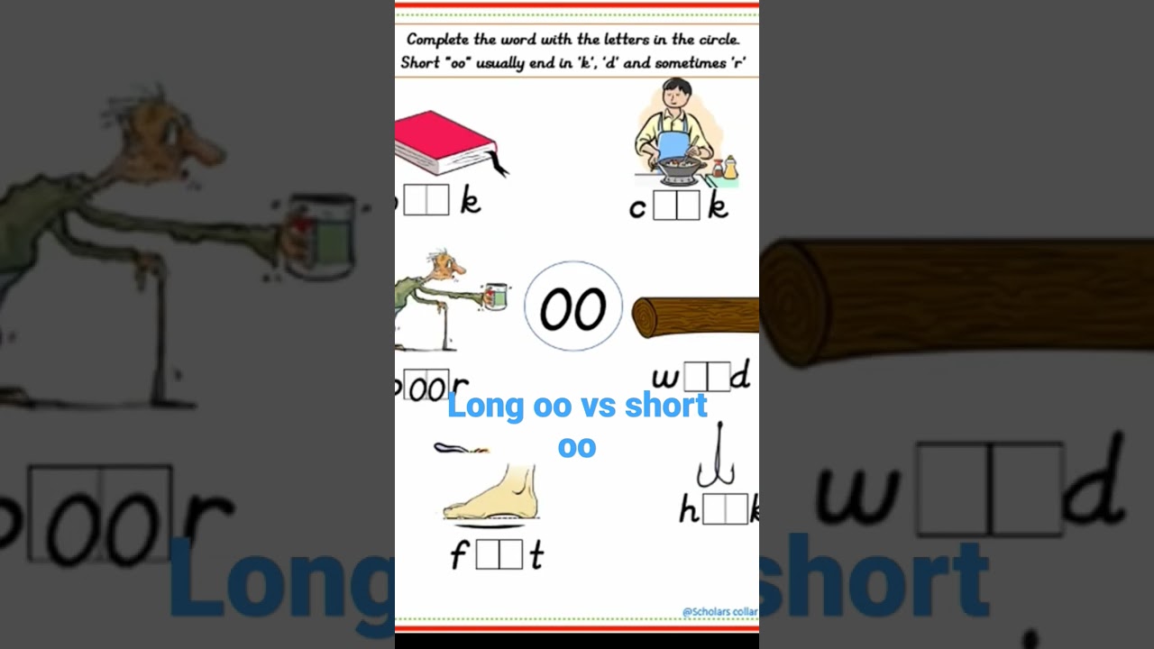 phonics long oo vs short oo worksheets