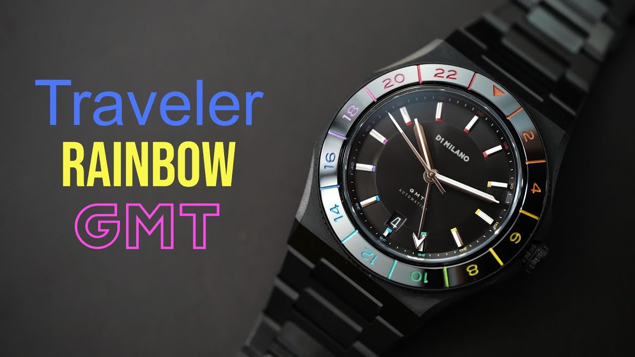 D1 Milano Rainbow GMT Traveler Automatic Integrated Bracelet Limited Edition for $500